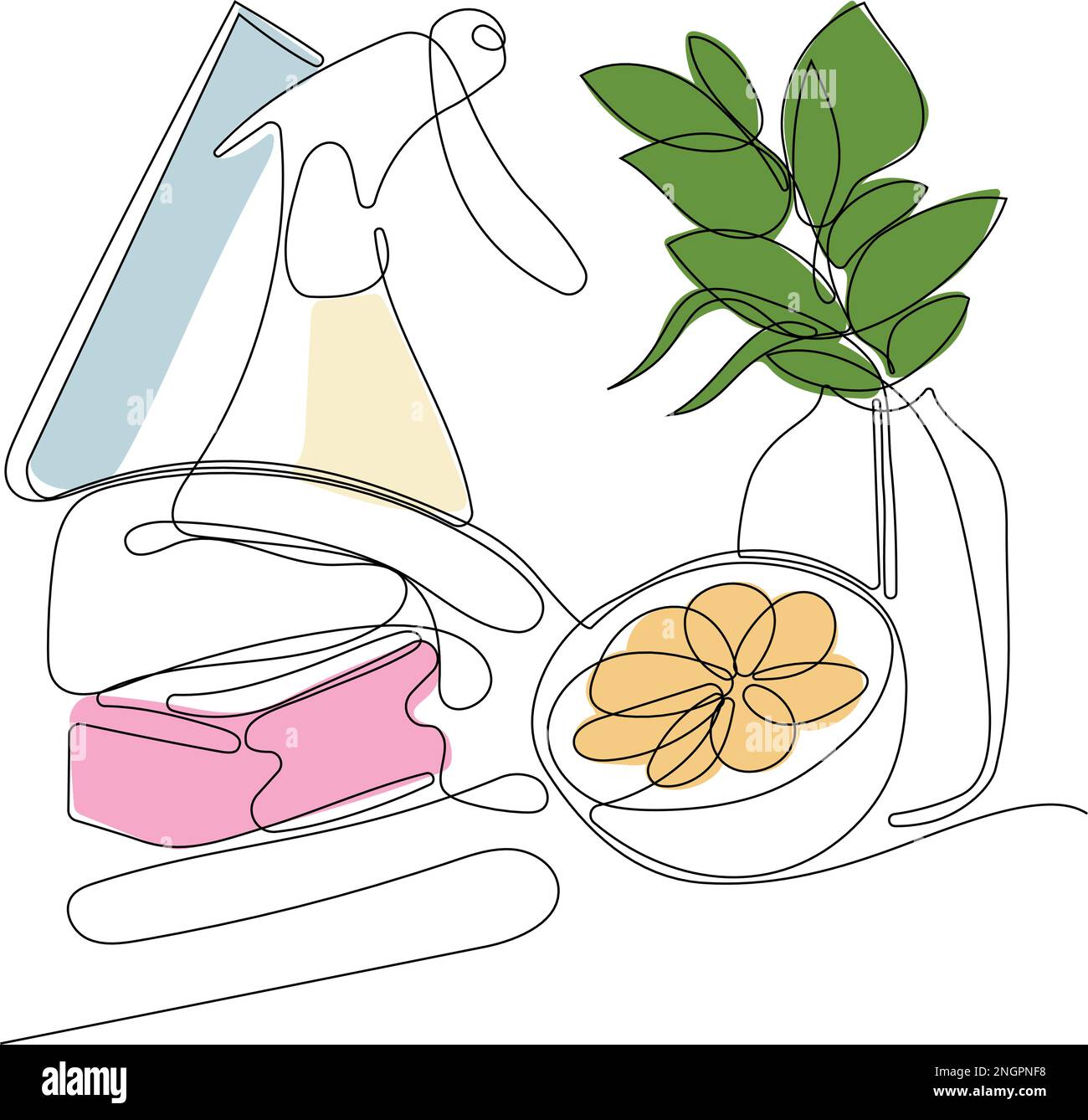 Continuous one line drawing of bottles for liquid laundry detergent ...