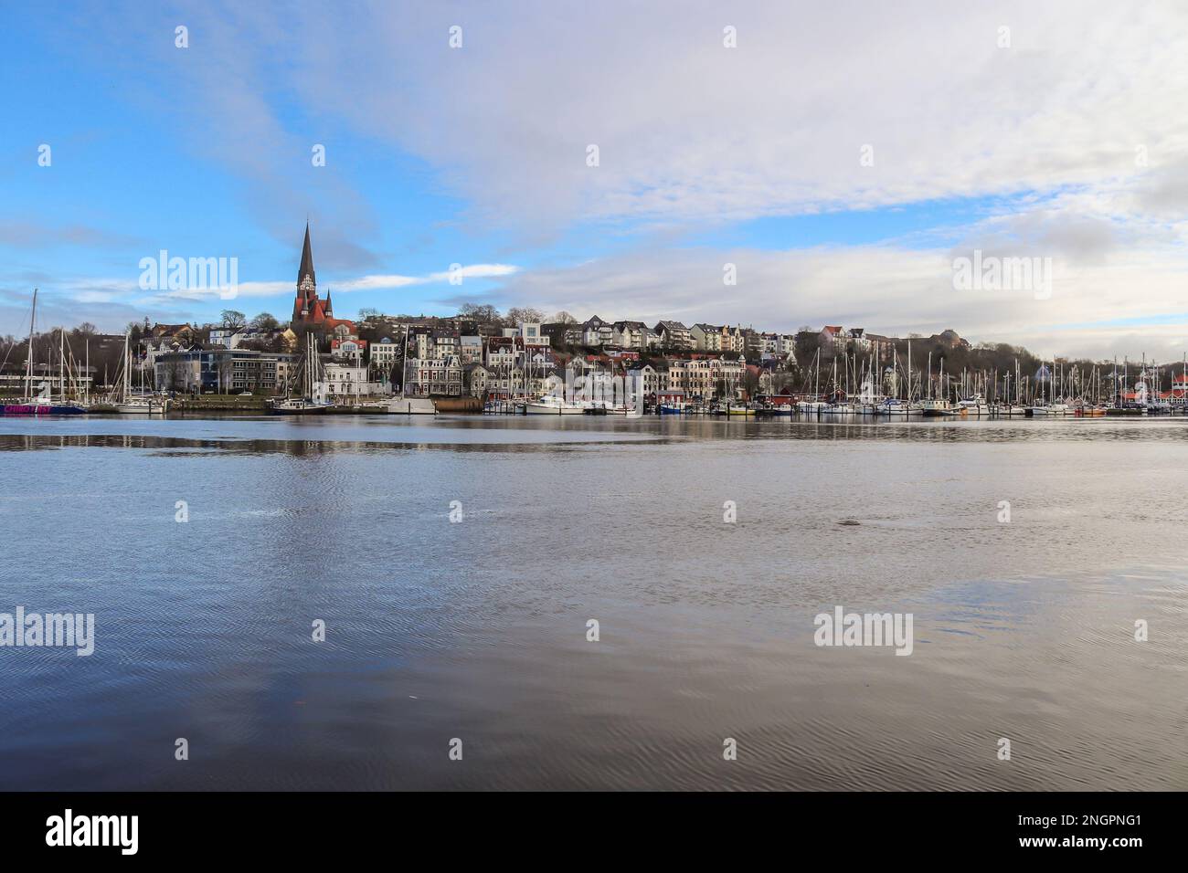 Flensburg, Germany - 18 February 2023: View of the historic harbour of ...