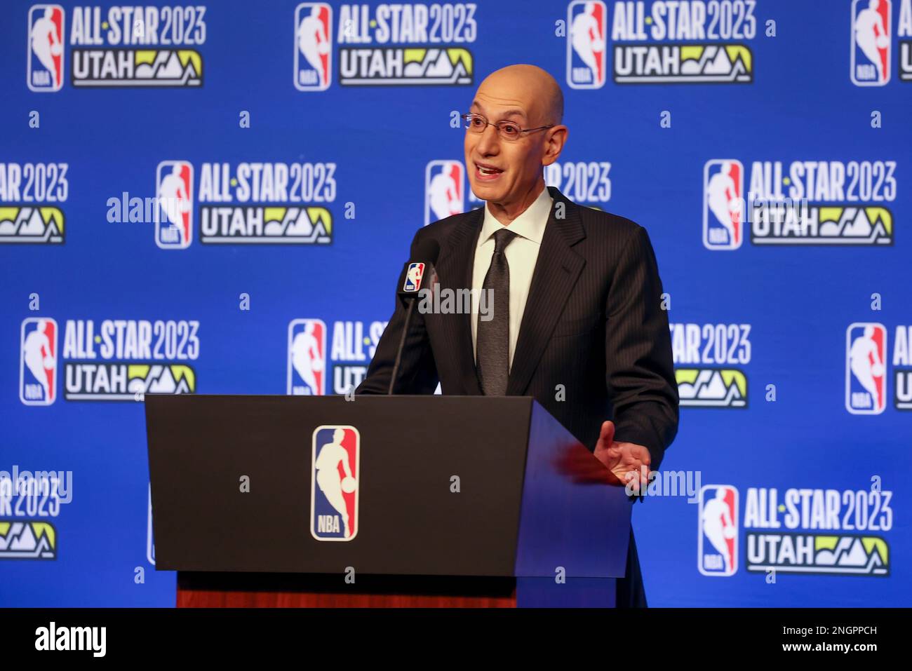 NBA Commissioner Adam Silver answers questions during the NBA ...