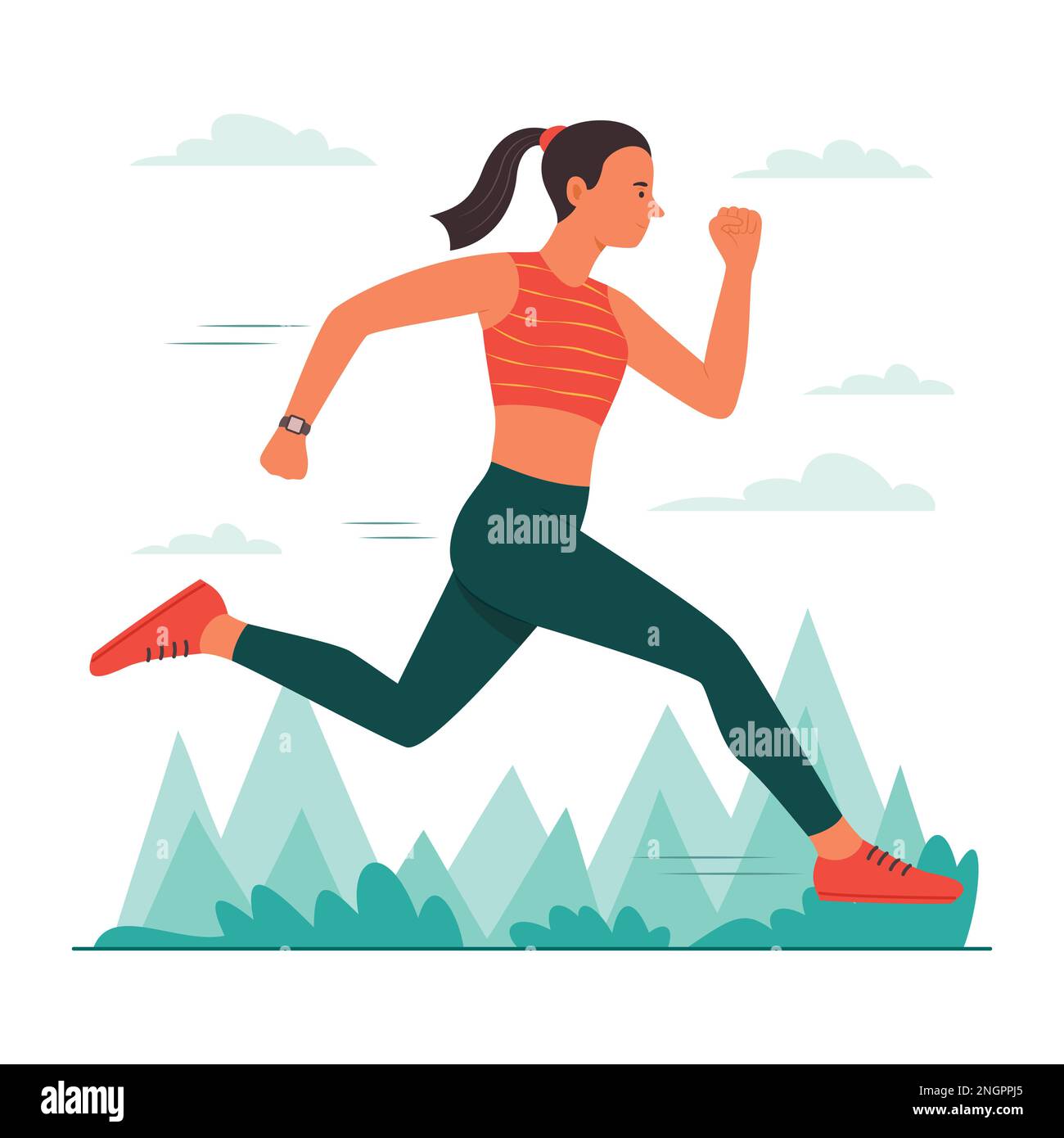 Female Runner Athlete Practice Running Outdoor in Public Park Stock ...