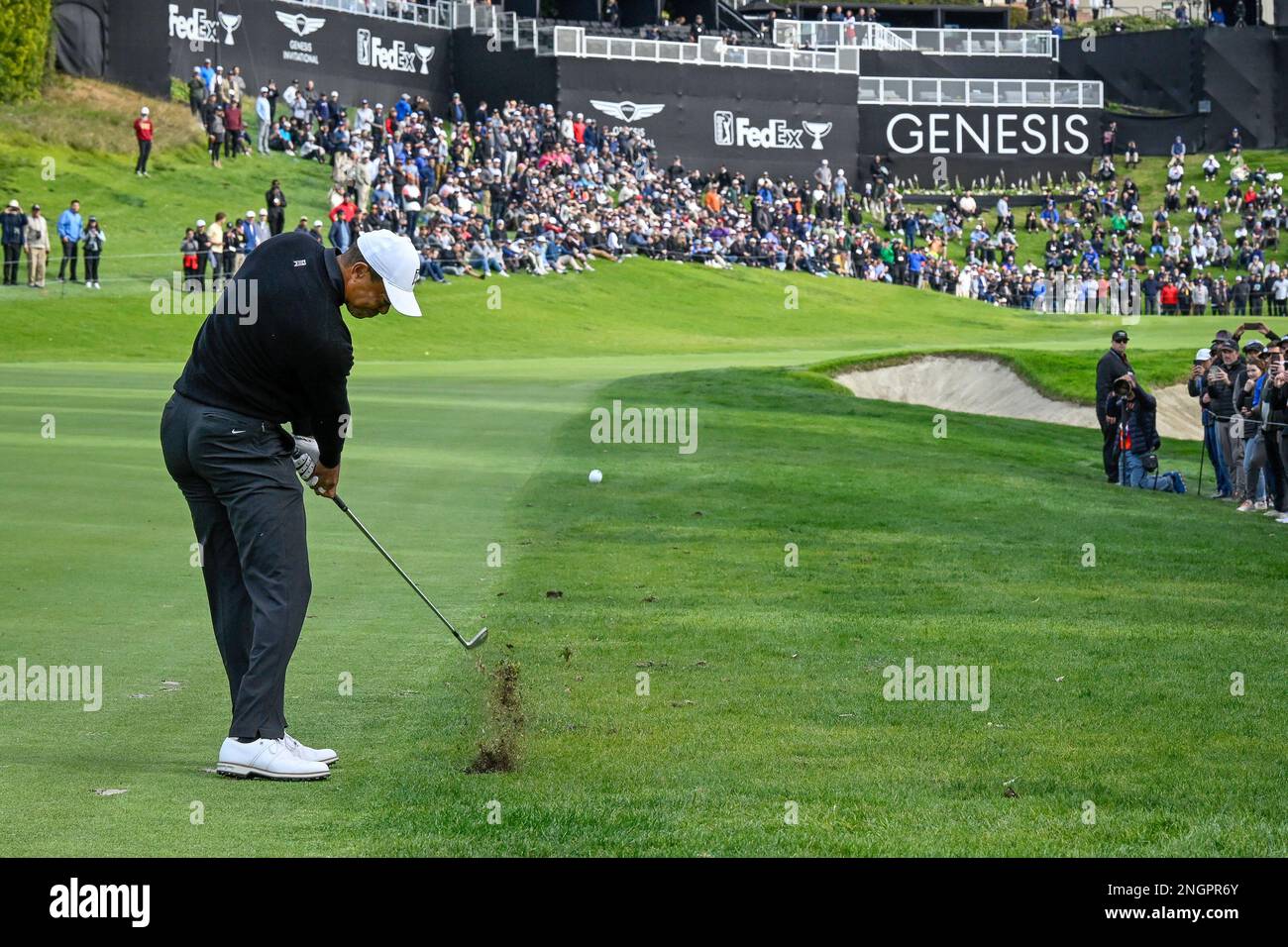 February 17, 2023, Pacific Palisades, California, USA: Tiger Woods hits ...