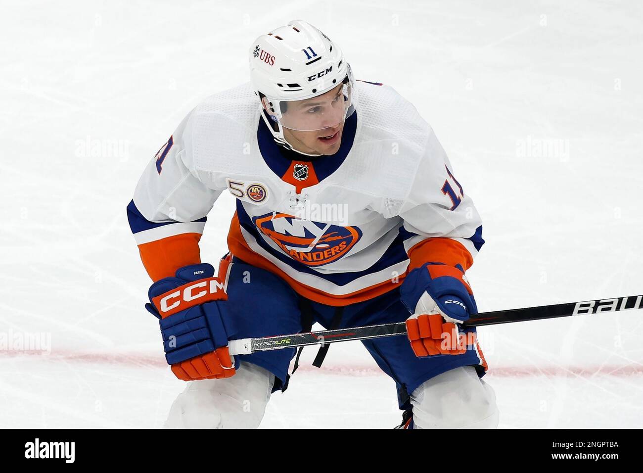 New York Islanders' Zach Parise plays against the Boston Bruins during ...