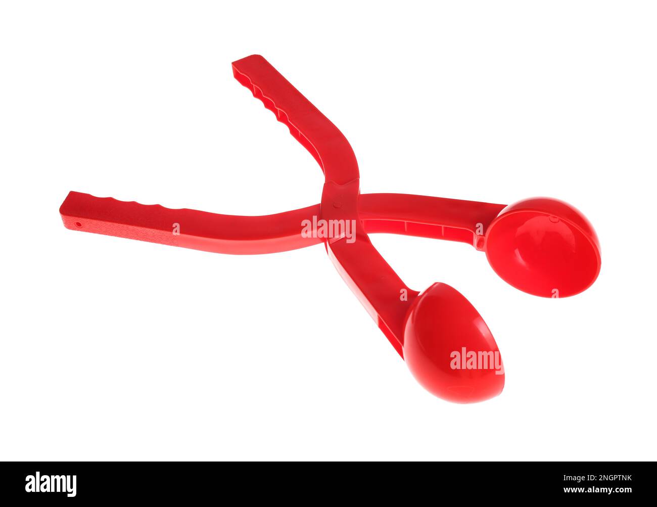 Red plastic snowball maker isolated on white Stock Photo - Alamy