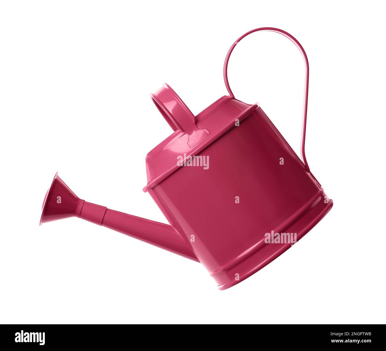 Pink metal watering can isolated on white Stock Photo - Alamy