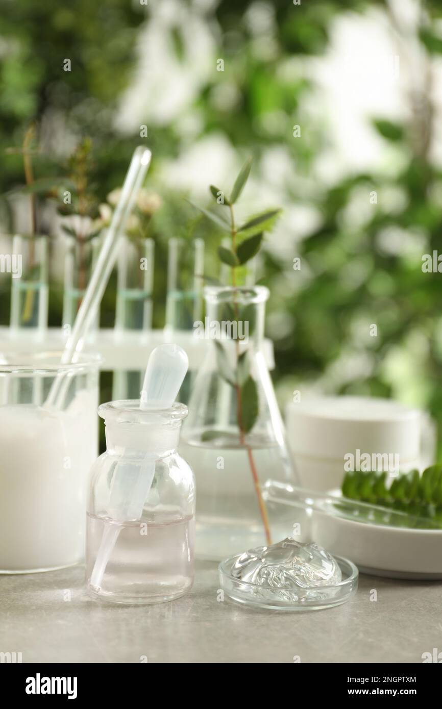 Natural ingredients for cosmetic products and laboratory glassware on ...