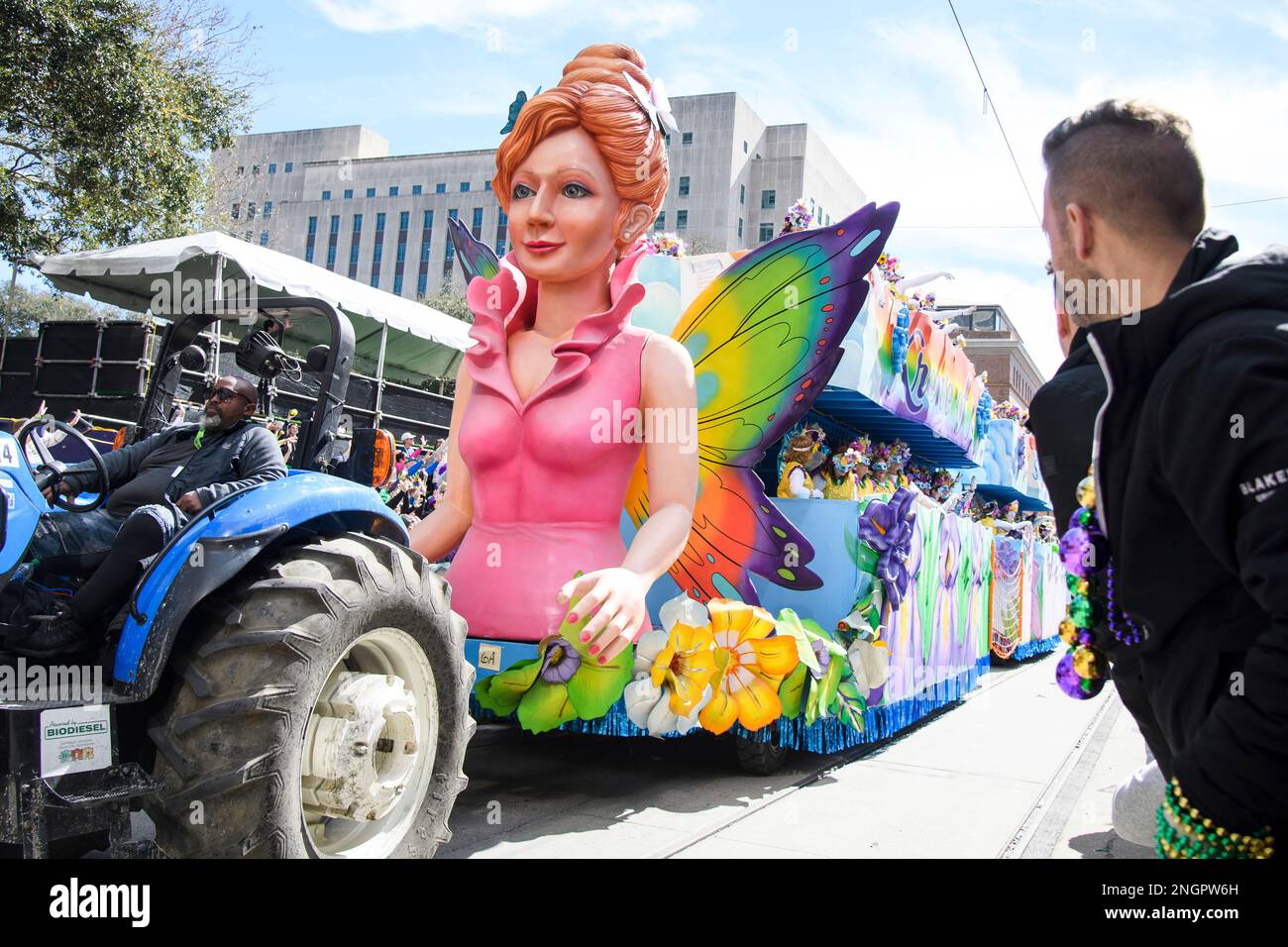 Parade goers are seen at the Krewe Of Iris parade on Saturday, Feb 18 ...
