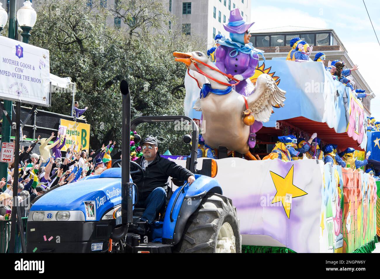 Parade goers are seen at the Krewe Of Iris parade on Saturday, Feb 18 ...