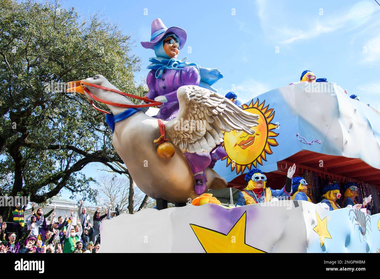 Parade goers are seen at the Krewe Of Iris parade on Saturday, Feb 18 ...