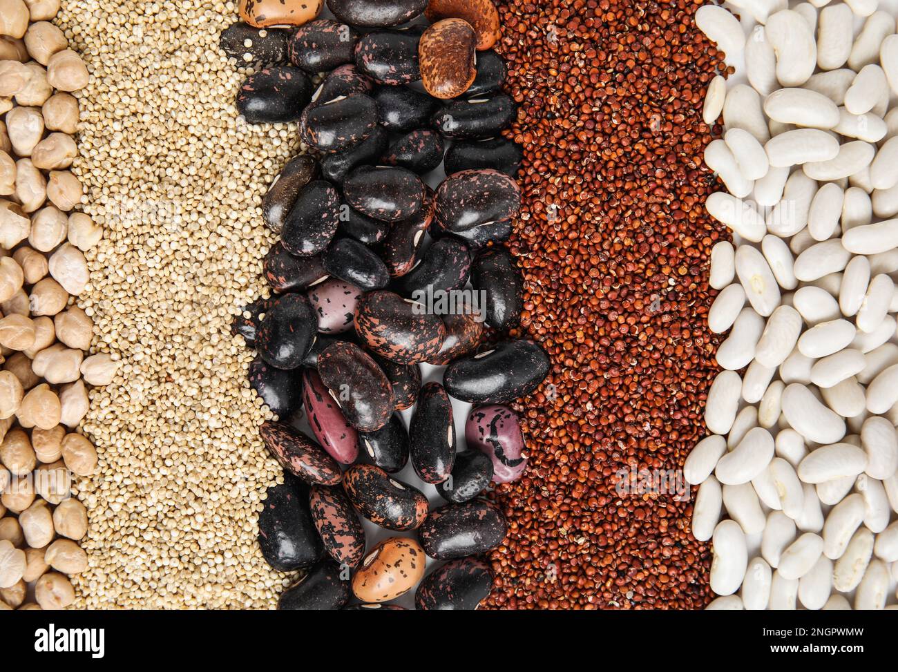Various raw veggie seeds as background, top view Stock Photo - Alamy