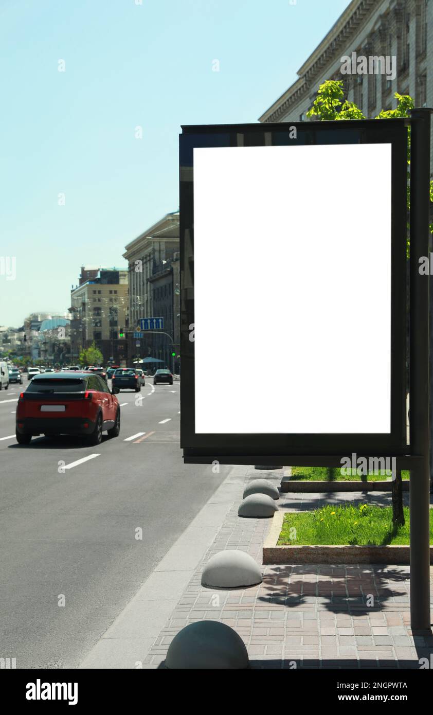 Blank advertising board on city street. Mockup for design Stock Photo ...