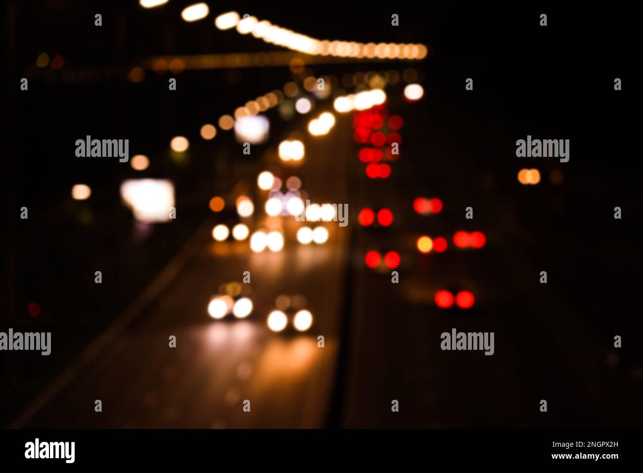 Blurred view of road with cars, bokeh effect. Night life Stock Photo ...