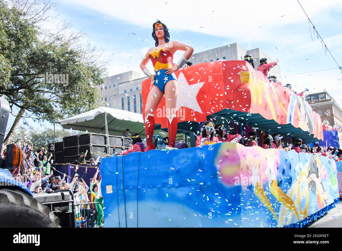 Parade goers are seen at the Krewe Of Iris parade on Saturday, Feb 18 ...