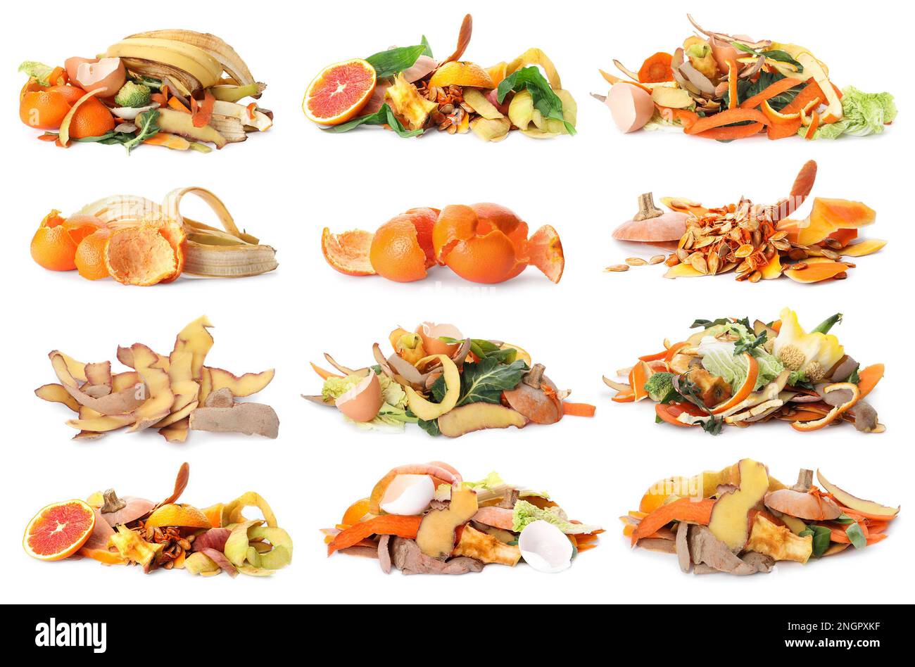 Set with organic waste for composting on white background Stock Photo ...