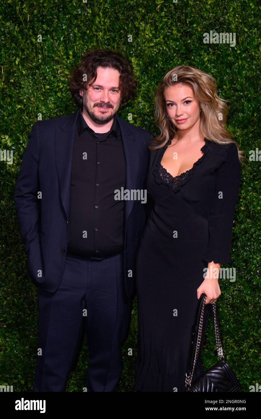 London, UK. 18 February 2023. Julia Bender and Edgar Wright attending ...