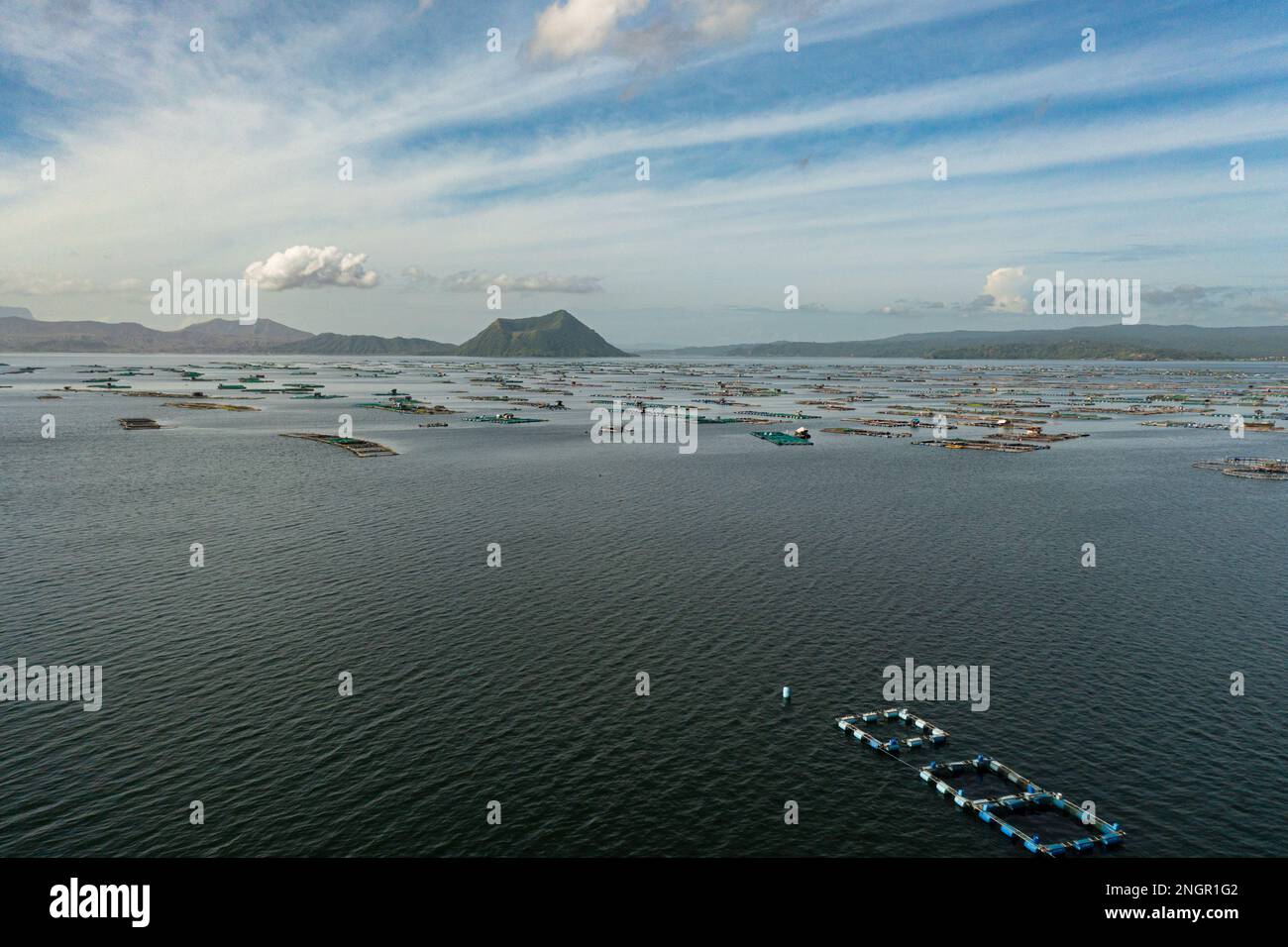 Fish farms on Taal Lake close to the volcano. Tagaytay City ...