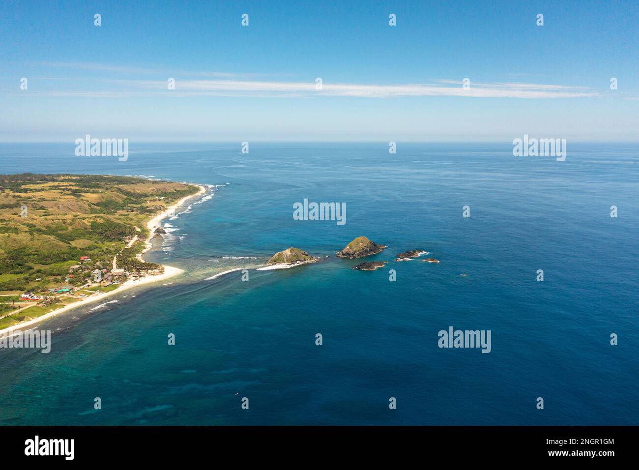 Tropical landscape with a beautiful beach top view. Pagudpud, Ilocos ...
