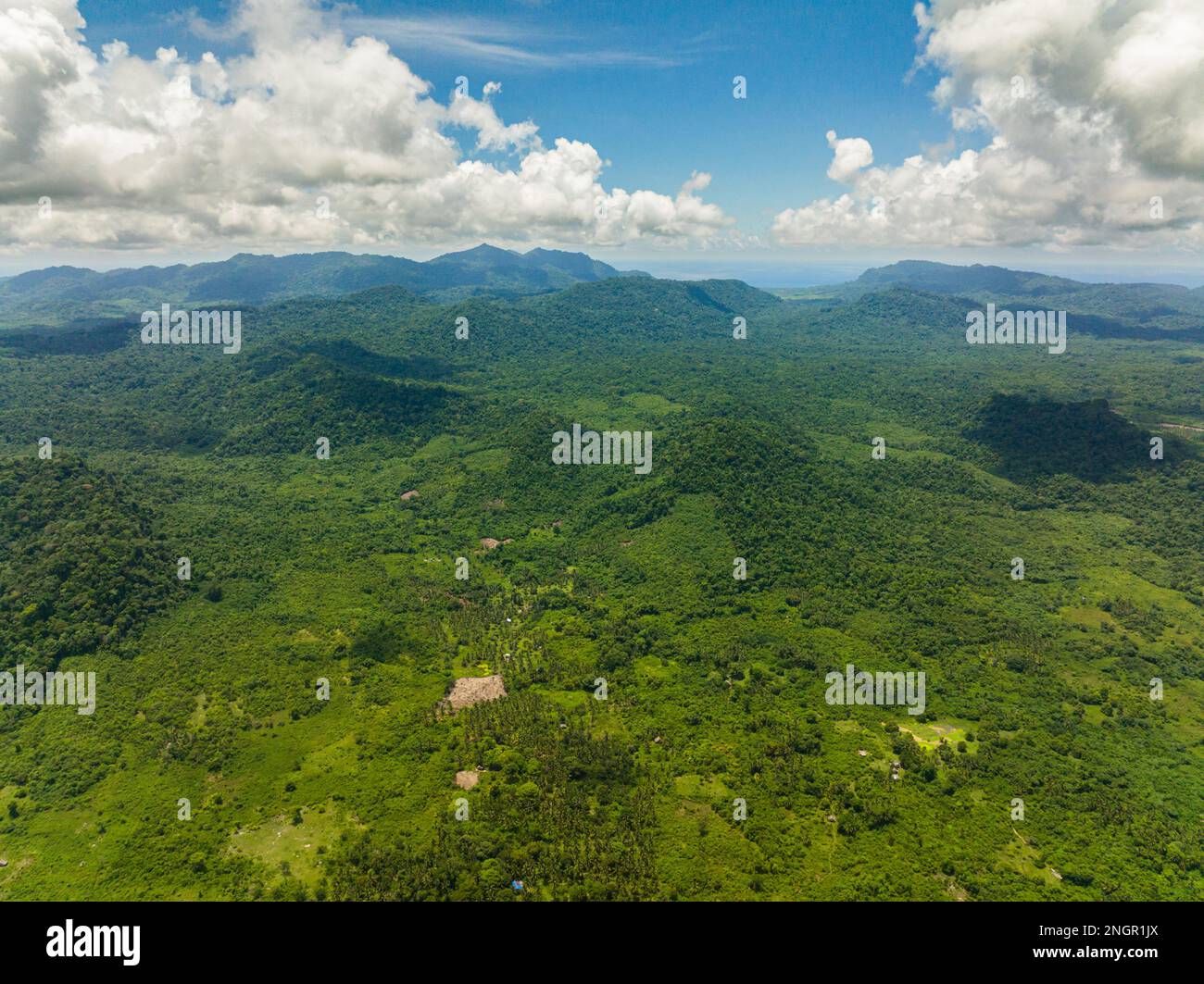 Tropical mountain range and mountain slopes with rainforest. Balabac ...