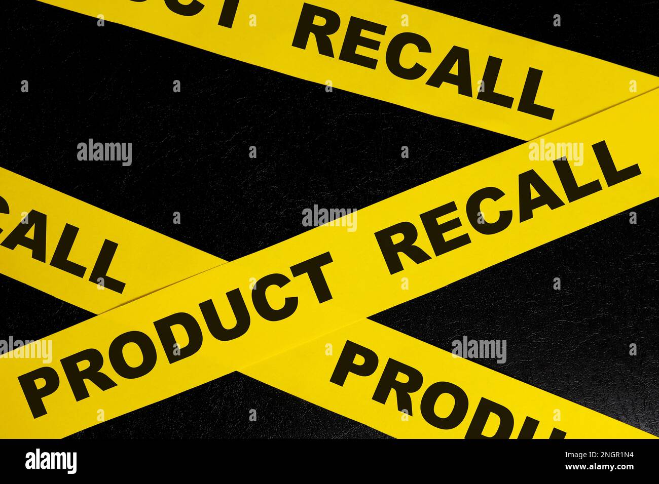 Product recall alert, caution and warning concept. Yellow barricade ...
