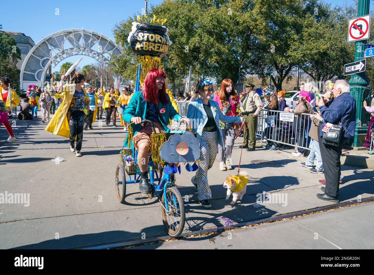 Dogs and their owners are seen at the Krewe Of Barkus parade on Sunday ...