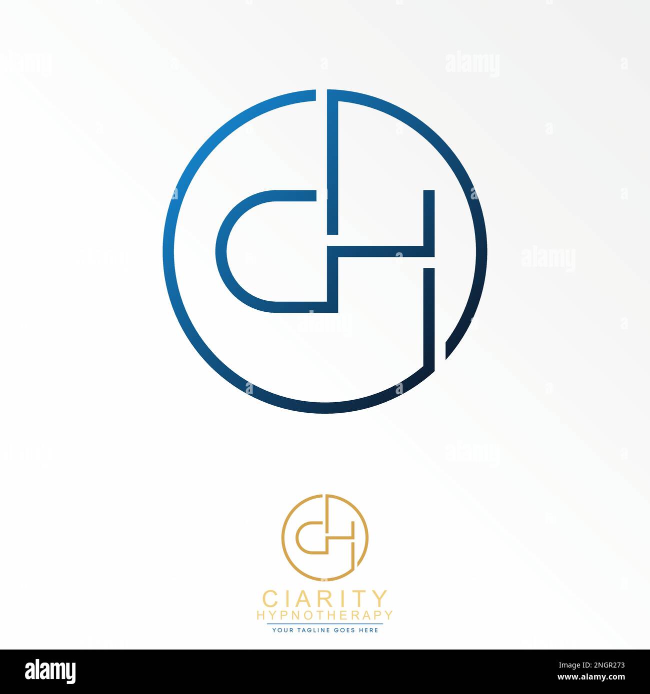 letter or word CH or HC latin sans serif line font in circle image ...