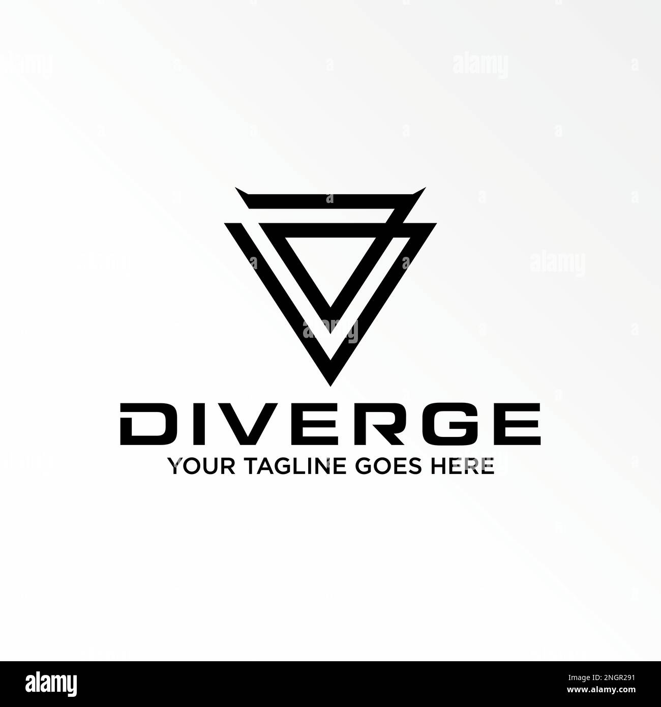 Letter or word DD sans serif font with horn on triangle arrow like animal head graphic icon logo ...