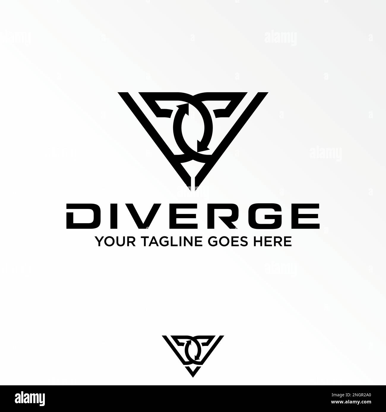 Letter or word DD sans serif font with horn on triangle arrow like ...