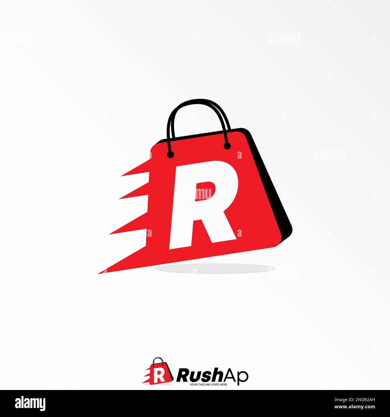 Shop bag with letter or word R speed font image graphic icon logo ...