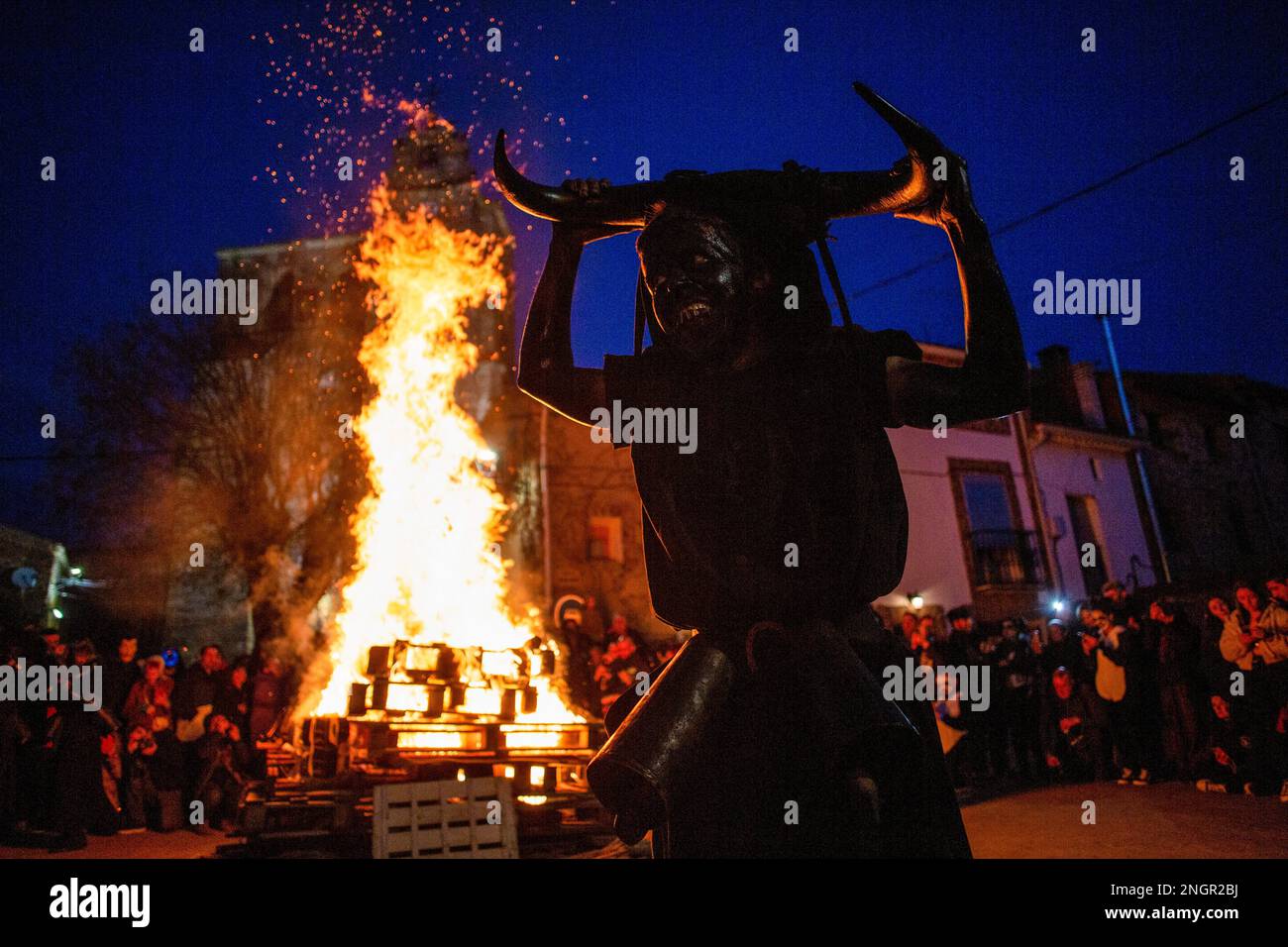 Luzon, Spain. 18th Feb, 2023. A participant dressed as "Devils of Luzon ...