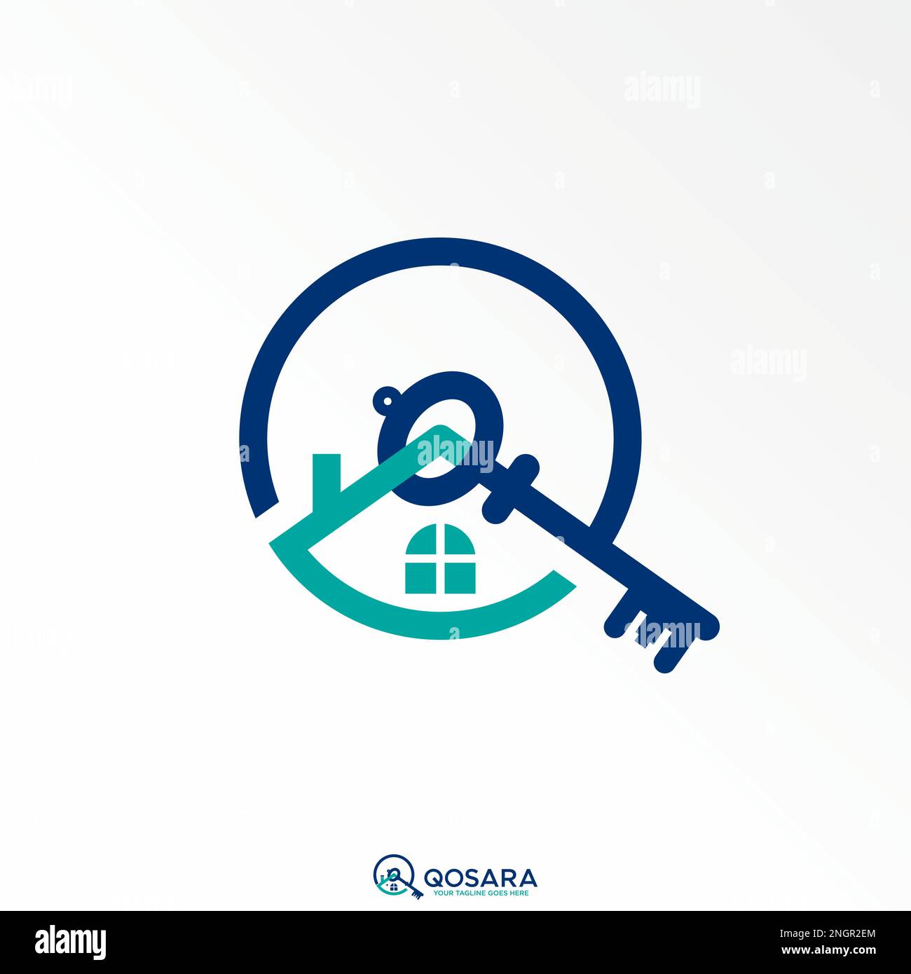 Letter or word O or Q with roof house and home key image graphic icon ...