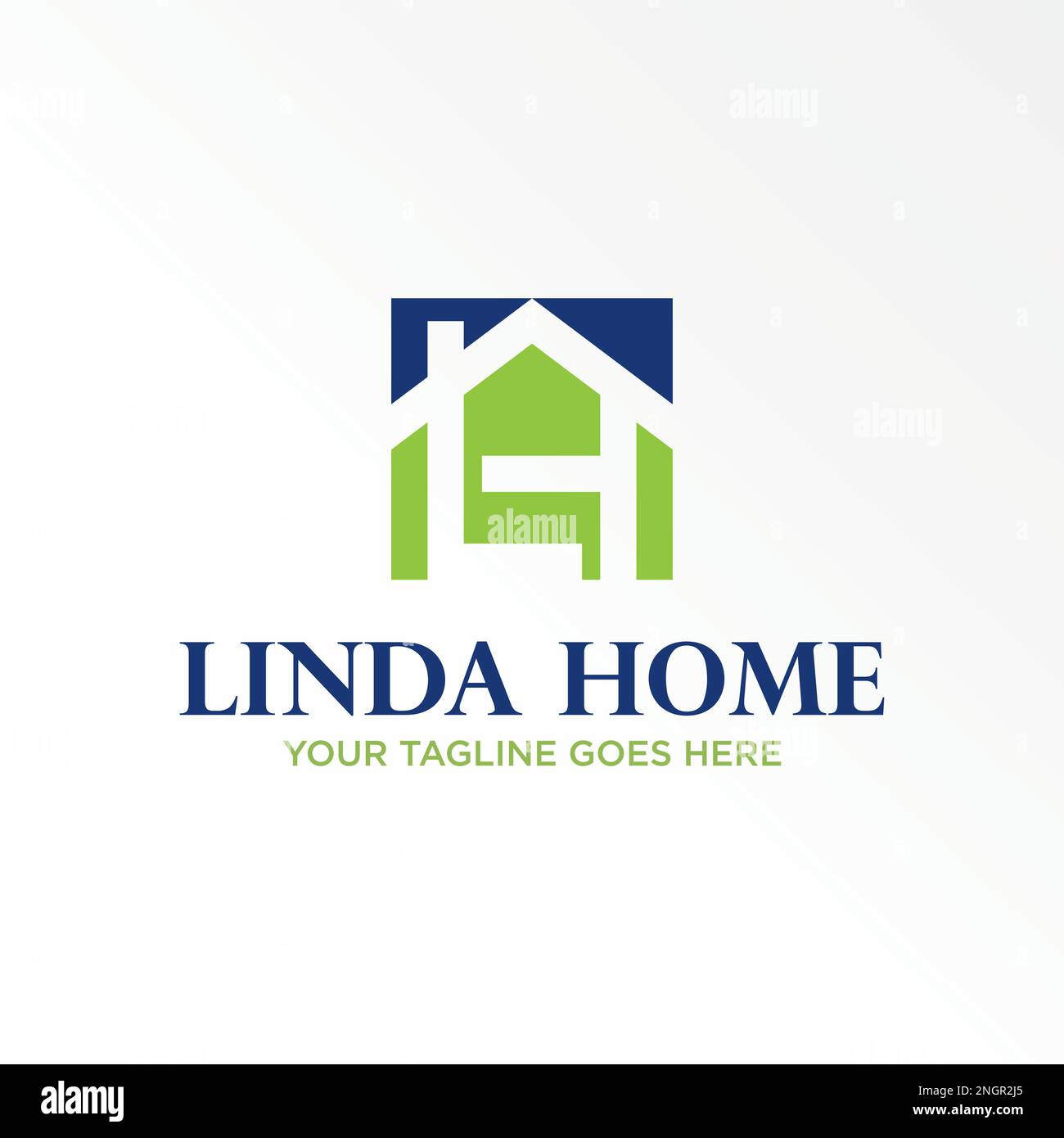 Letter or word LH font in line and roof house in block square or ...