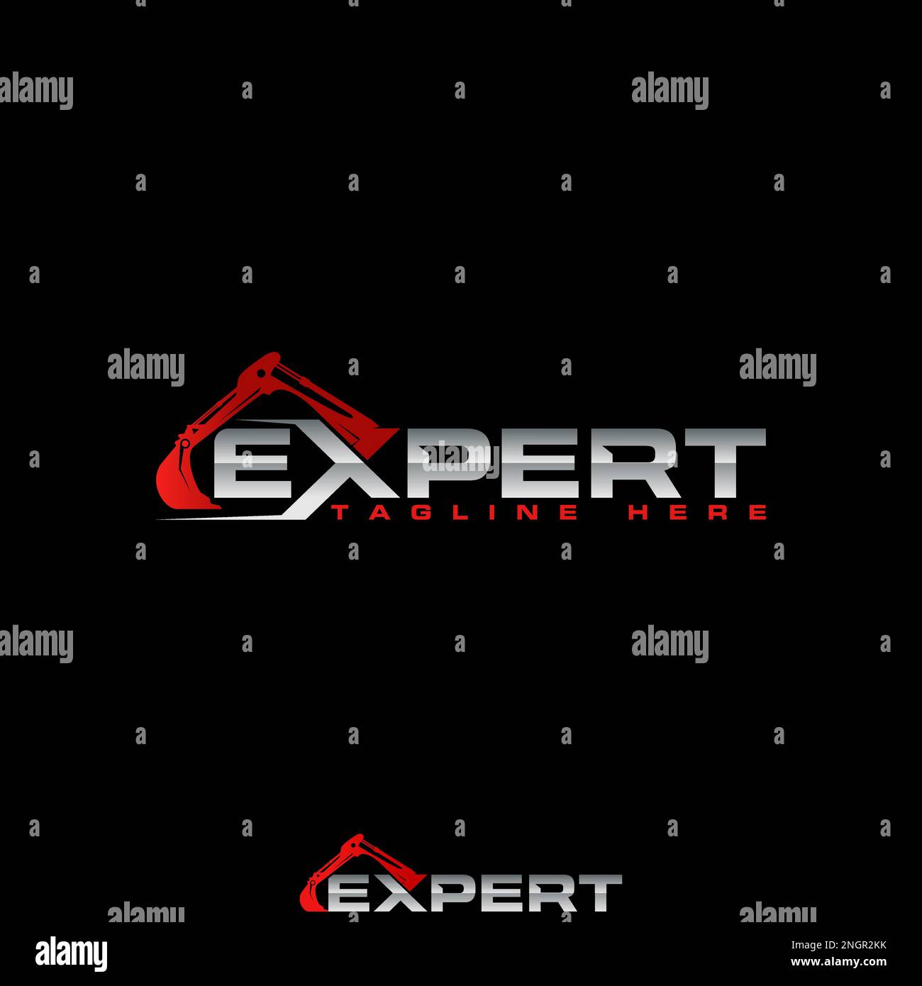 writing EXPERT font with hand Excavator on letter or word X font image ...