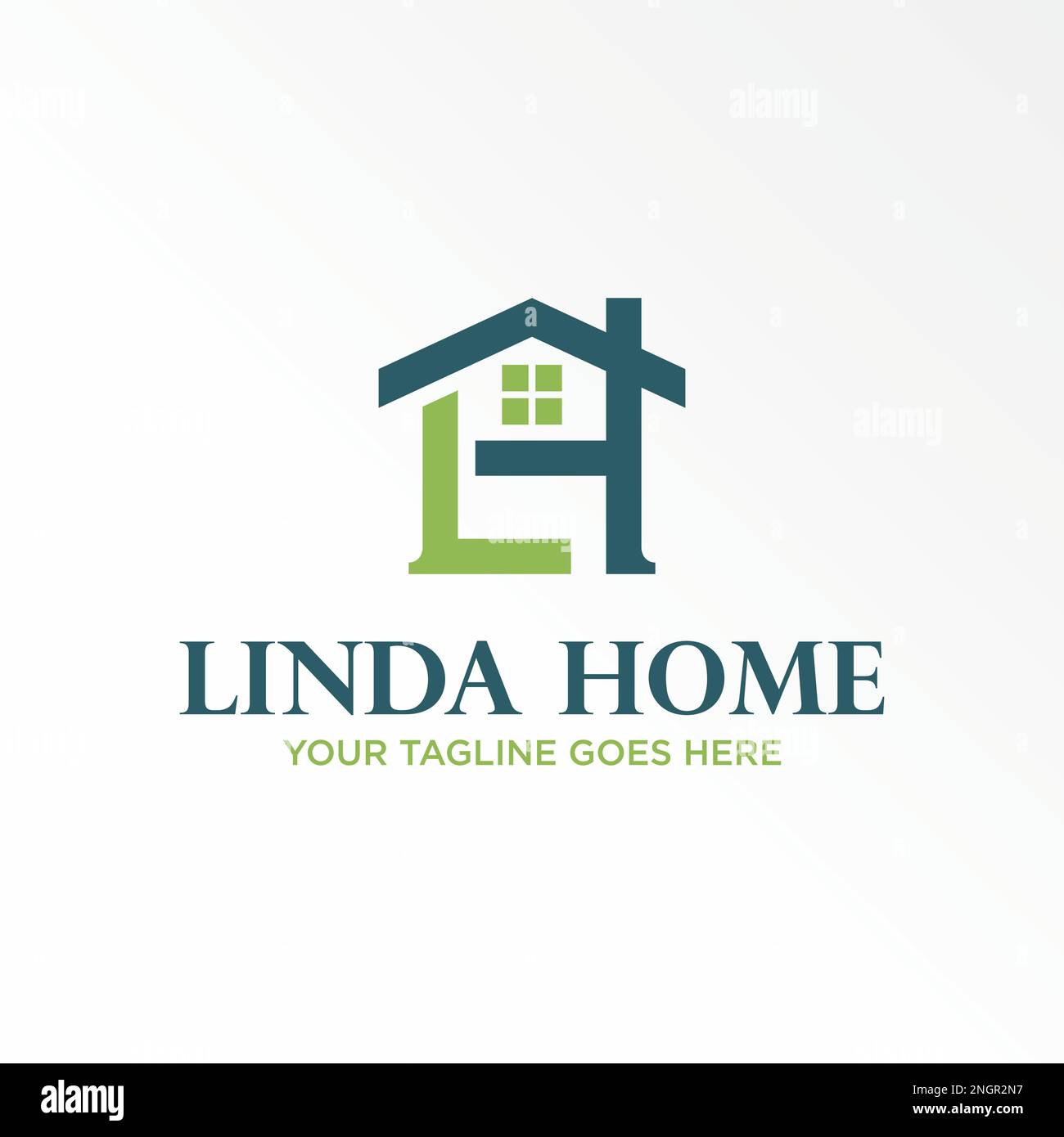 Letter or word LH font in line and roof house in block square or ...