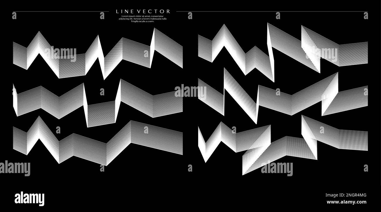Abstract sharp line blend wave design template set. Technology zig zag ... Abstract sharp line blend wave design template set. Technology zig zag ...