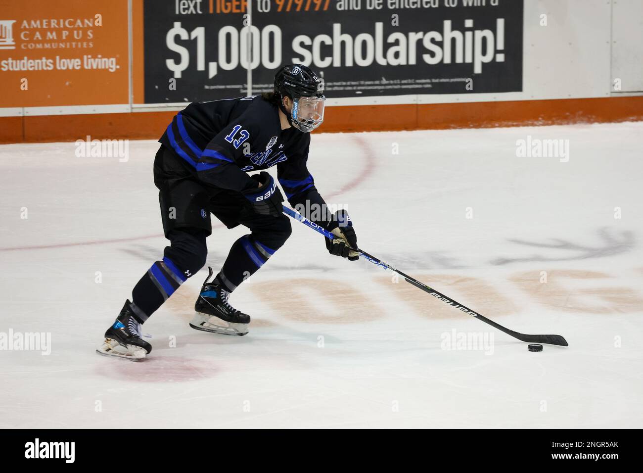 February 18, 2023: Bentley Falcons forward Matt Gosiewski (13) skates ...