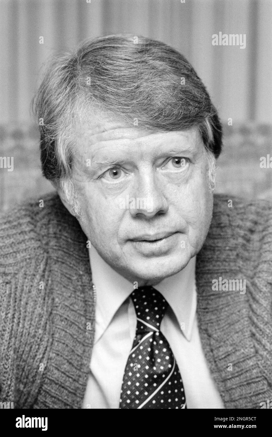 President Jimmy Carter at his Plains, Georgia home. 1977 Stock Photo ...