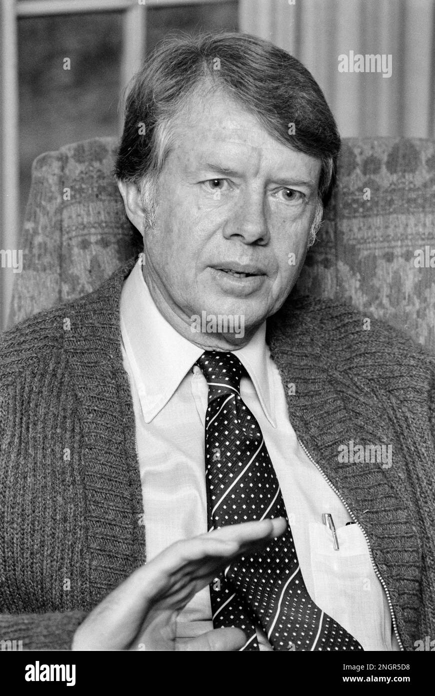President Jimmy Carter at his Plains, Georgia home. 1977 Stock Photo ...