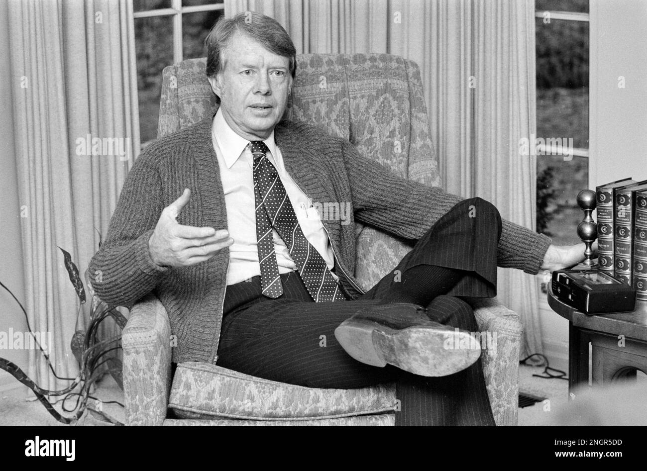 President Jimmy Carter at his Plains, Georgia home. 1977 Stock Photo ...