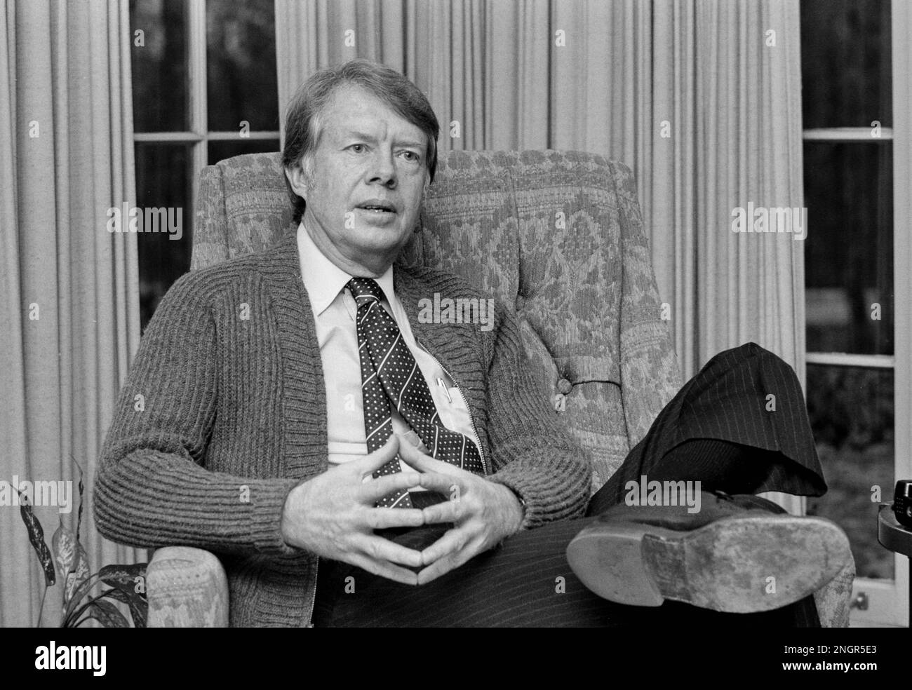President Jimmy Carter at his Plains, Georgia home. 1977 Stock Photo ...