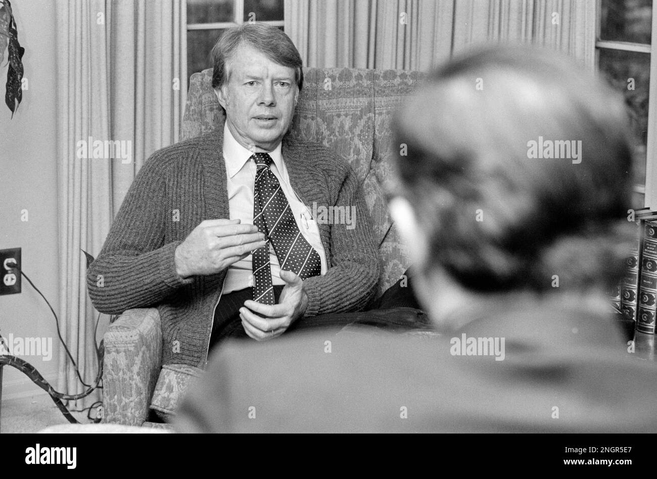 President Jimmy Carter at his Plains, Georgia home. 1977 Stock Photo ...