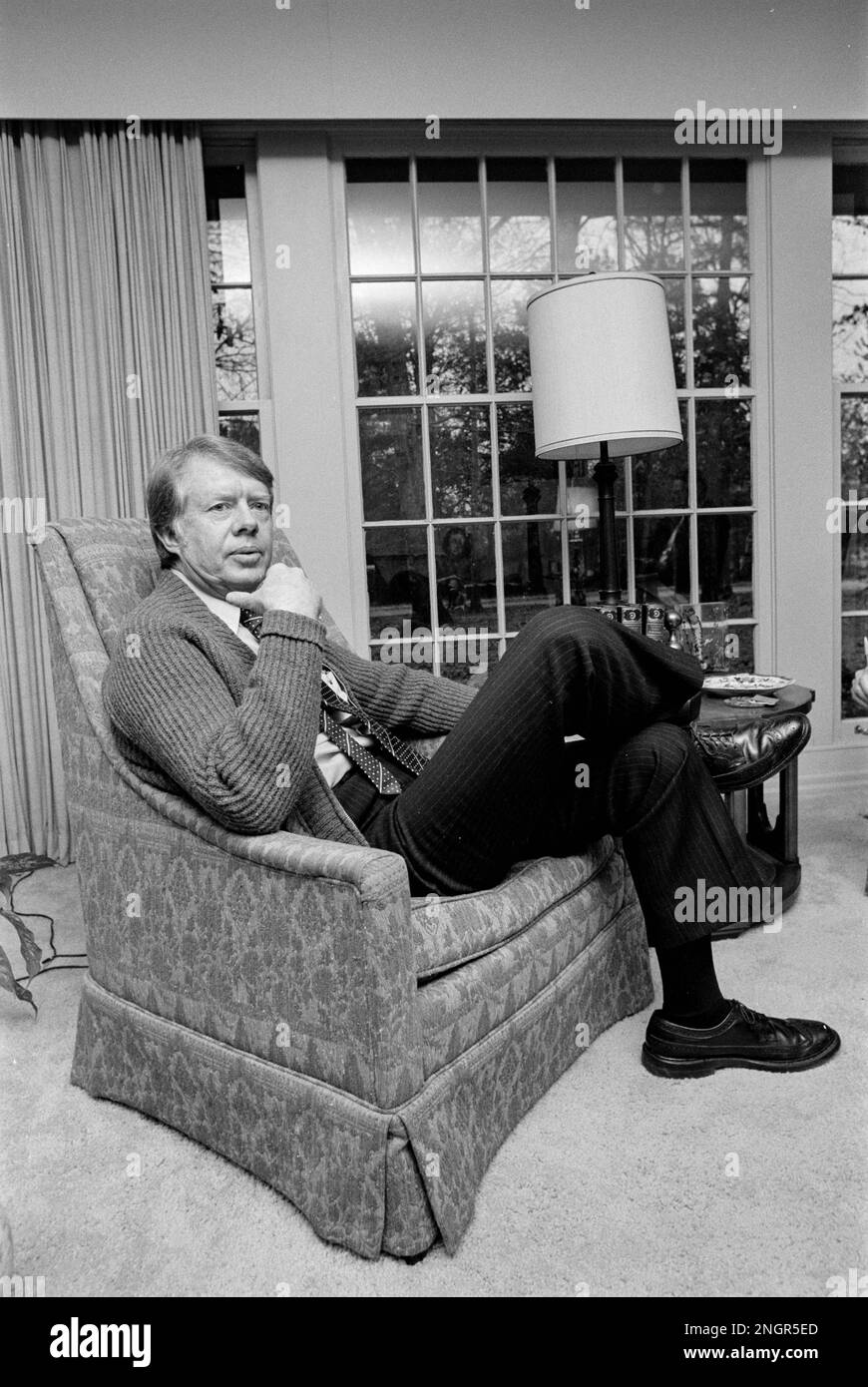 President Jimmy Carter at his Plains, Georgia home. 1977 Stock Photo ...