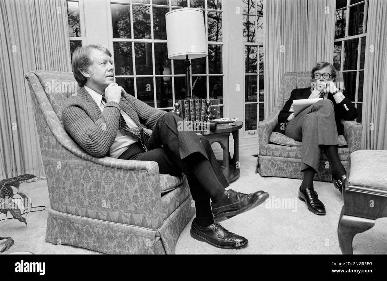 President Jimmy Carter at his Plains, Georgia home. 1977 Stock Photo ...