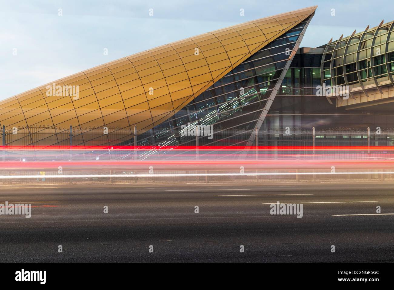 Shot of a futuristic metro station along the road Stock Photo - Alamy