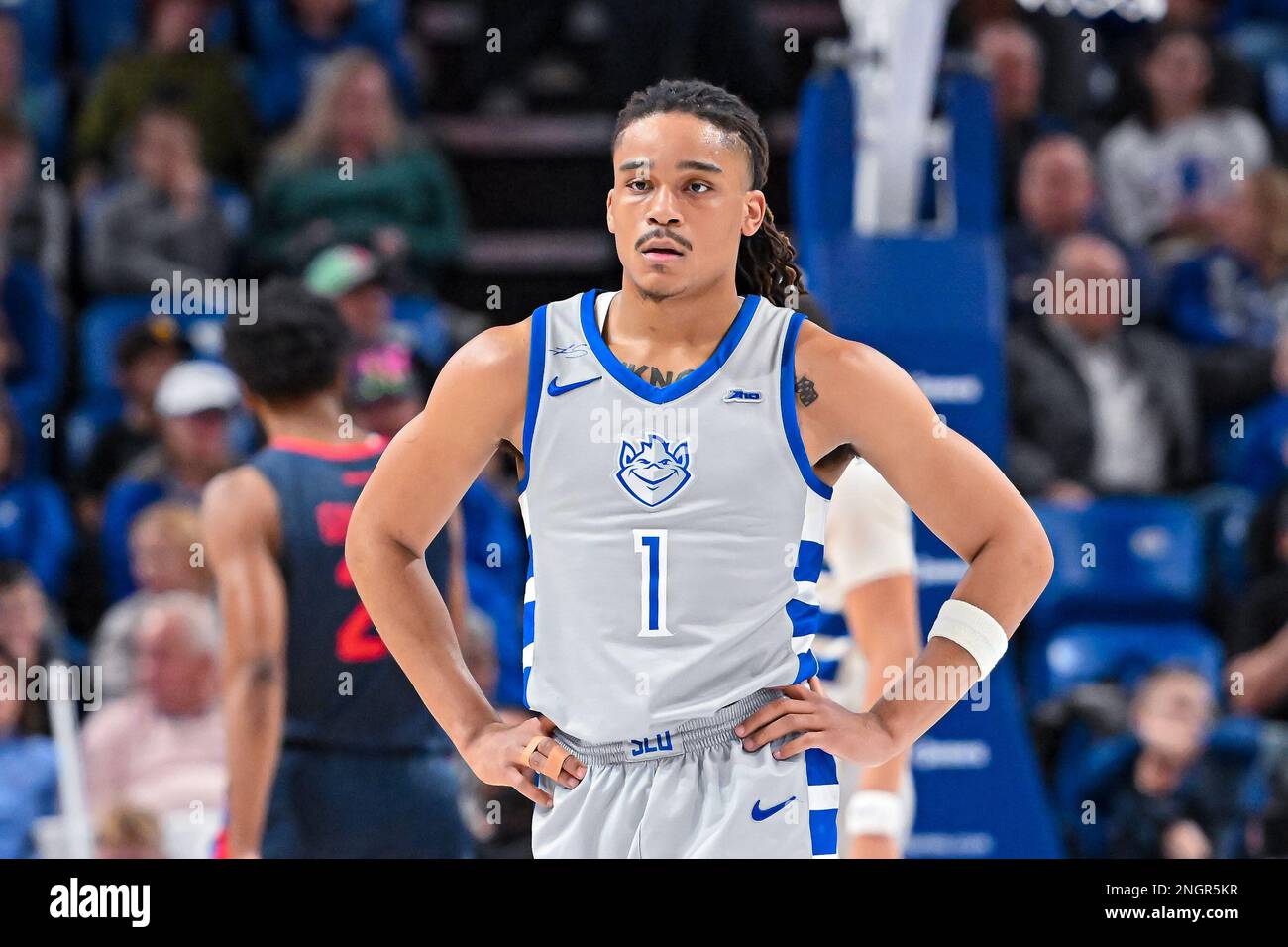 FEBRUARY 18, 2023: Saint Louis Billikens guard Yuri Collins (1) in a ...