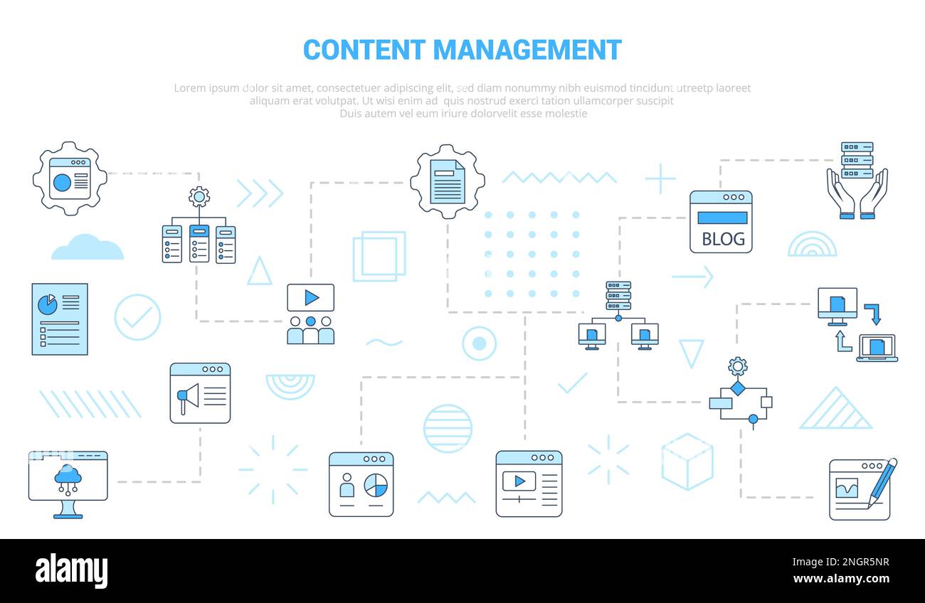 content management concept with icon set template banner with modern ...