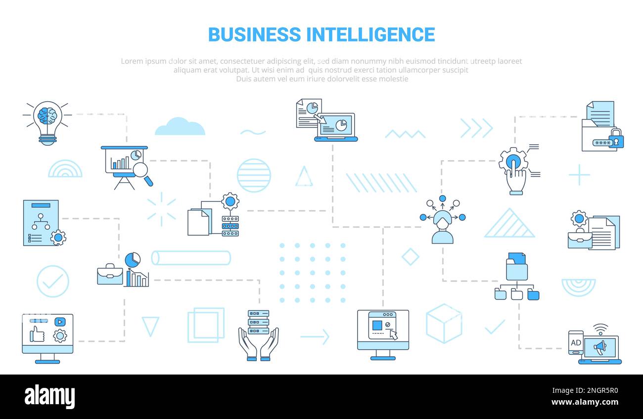 business intelligence concept with icon set template banner with modern ...