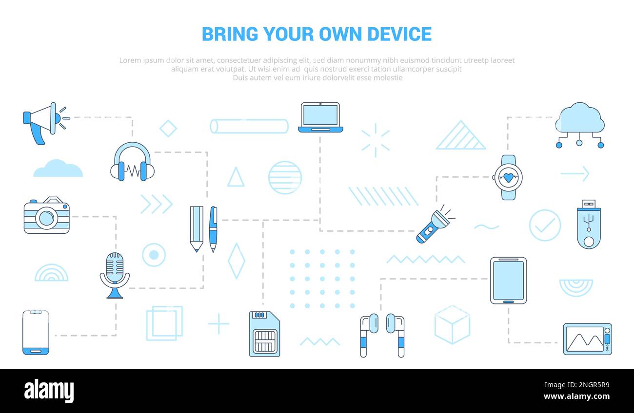 byod bring your own devices concept with icon set template banner with ...