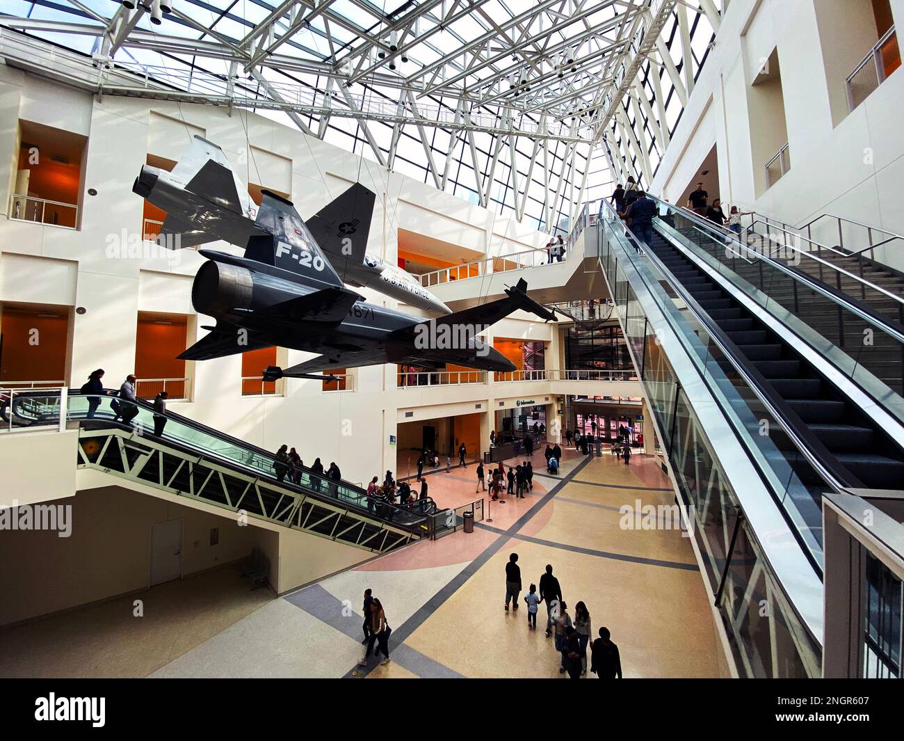 The California Science Center (ScienCenter) atrium, with an F-20 ...