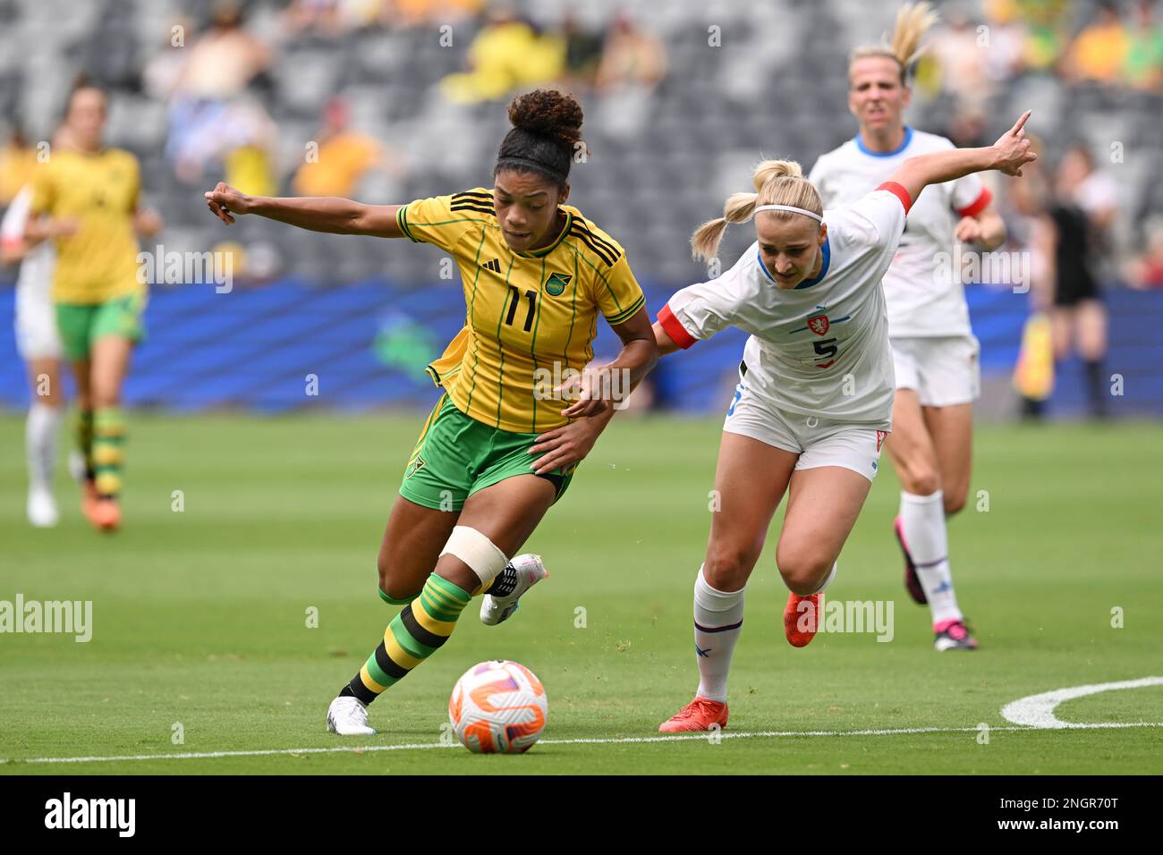 Kameron Simmonds of Jamaica and Gabriela Slajsova of Czechia during the ...