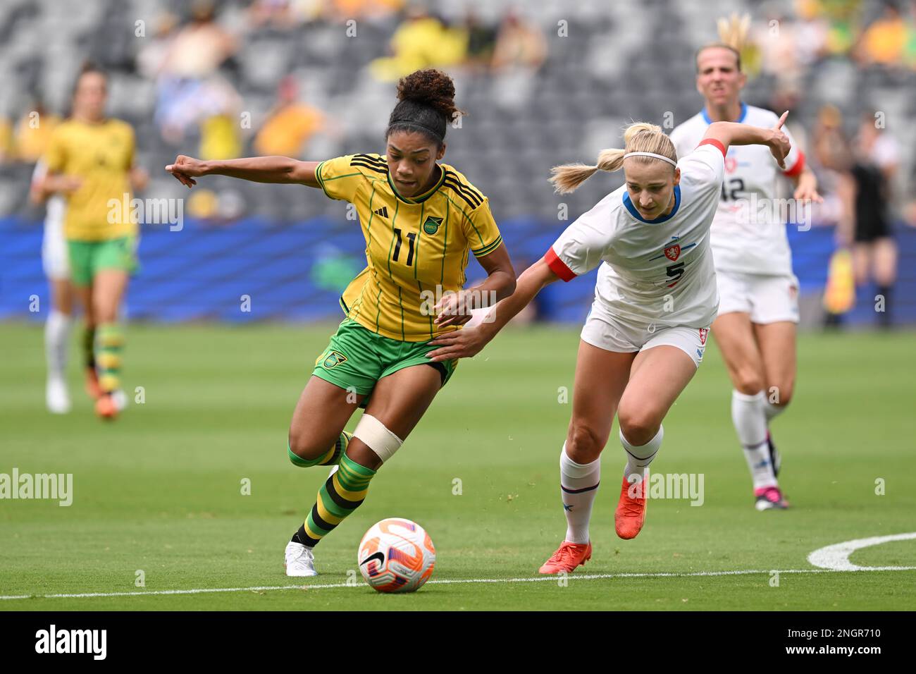 Kameron Simmonds of Jamaica and Gabriela Slajsova of Czechia during the ...