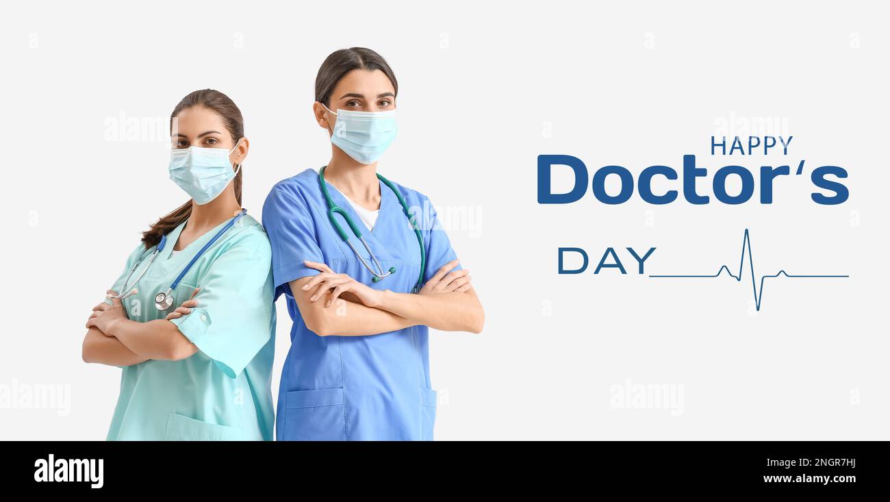 Portrait of female nurses on light background. National Doctors Day ...